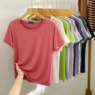 莫代尔纯色百搭短袖T恤女夏