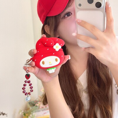 卡通草莓美乐蒂苹果Airpods Pro适用1/2/3/4代无线蓝牙耳机套防摔