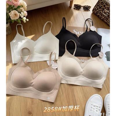 2858粉底液无痕一体加厚手掌杯美背内衣女小胸聚拢舒适透气抹胸罩