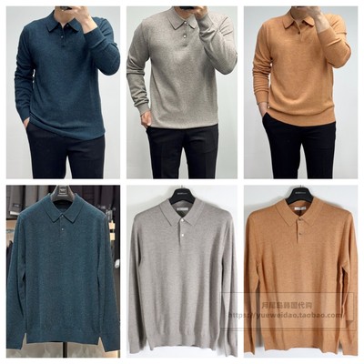 特价直邮BASSO男装韩国代购春秋冬长袖羊毛羊绒Polo衫毛衣Y4T48