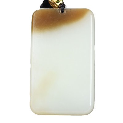 玉奴/新疆且末县天然和田玉/糖羊脂白玉/平安无事牌/吊坠/57.57克