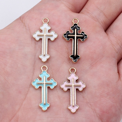 5个/包 25x14mm 多色简约十字架挂件配饰吊坠 手工DIY材料 D20074