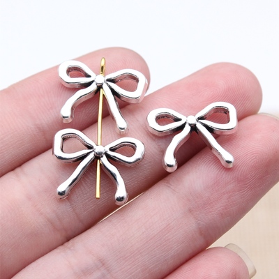 10个/包17x13mm古银色DIY饰品配件蝴蝶结小孔珠