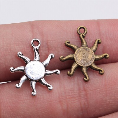 20个/包 17mm 多色锌合金材质 DIY饰品配件 太阳吊坠 ABD-C10565