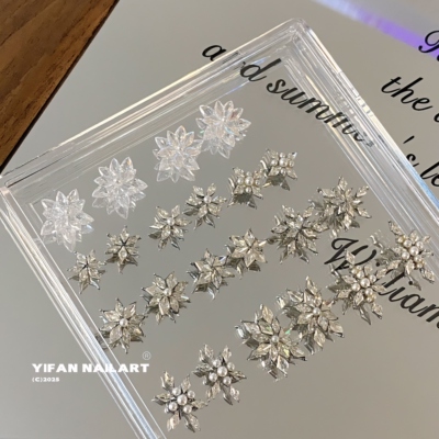 YIFANNAIL【菱形雪花堆钻】锆石成品手工拼钻冰晶雪花美甲饰品R42