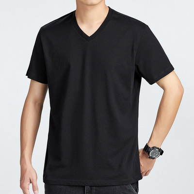 Men Tops Tees T-Shirt修身纯色短袖t恤青年男士T恤宽松纯棉体恤t