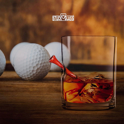 美国代购Stuck in Glass 高尔夫球座威士忌酒杯 创意手工洋酒杯
