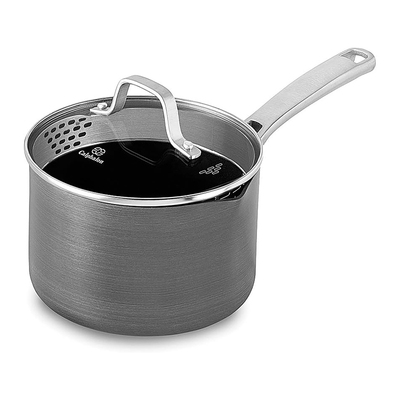 美国代购Calphalon 经典不沾锅带滤盖 调味汁锅带测量标记2.5夸脱