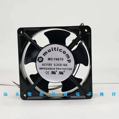 原装 multicomp MC19679 AC115V 0.21/0.18A 12038 12CM 金属风机