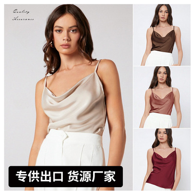 2026 satin camisole vest, sexy base top for outerwear