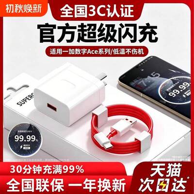 【官方正品】适用一加充电器超级闪充ace5pro手机oneplus10快充3/2oppo充电线头turbo6v原装100W数据线15/13t