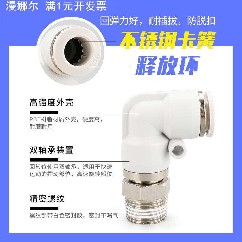莱泽气动气管快速接头旋转快插塑料螺纹弯头直通NKSL/NKSC4/6/810