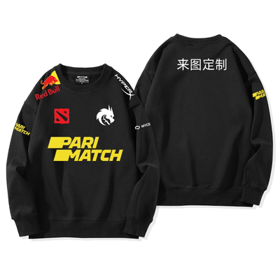 Dota2Team Spirit同款Ti10雪碧战队圆领卫衣男女秋冬加绒上衣宽松