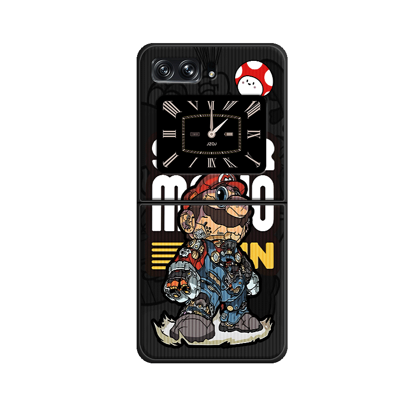 适用于摩托罗拉Razr2022手机壳竖条纹折叠屏Razr2020全包防摔男贴皮2023新款潮牌卡通高级感超级玛丽保护套