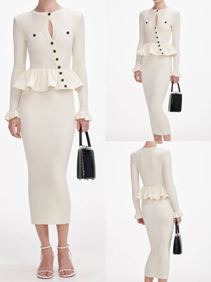 秋冬内搭象牙白千金风针织连衣裙