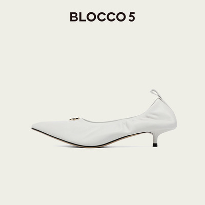 BLOCCO5春季爱心饰扣尖头单鞋