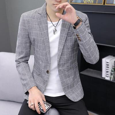 潮牌1212春秋季新款男士休闲西服上衣时尚外套韩版修身青年小西装