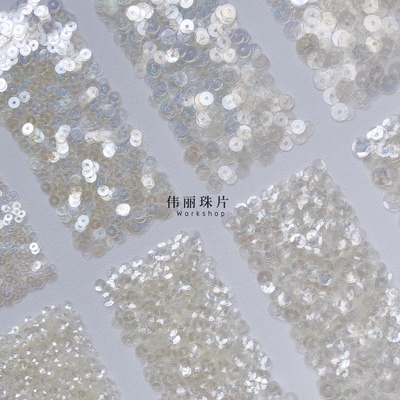 魅影彩白色婚纱PET手缝珠片