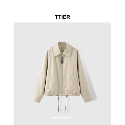 【TT】罗家杨-幂同款夹克拼皮气球外套