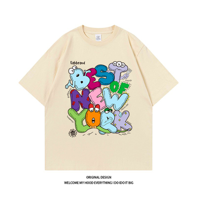 CHRY STUDIO潮牌港风玩偶印花情侣同款复古潮流短袖宽松圆领百搭T