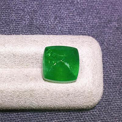 天然糖塔形素面祖母绿镶嵌裸石火彩好项链戒指5.96ct吉尔德证书悠