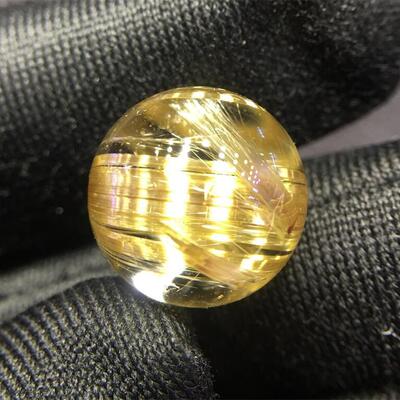 天然水晶原矿满顺发猫眼板钛晶金发晶散珠配珠手链手串13.7mm夸