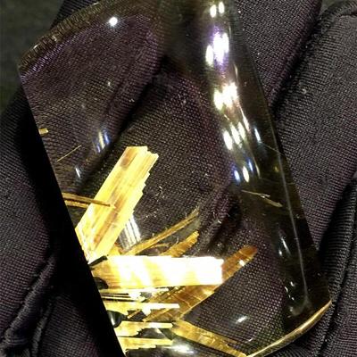 天然水晶金发晶巴西板钛晶猫眼无事牌金黄板钛43.9克原矿顺发邮