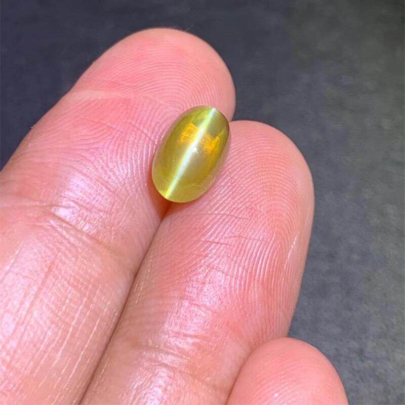 3.56克拉无烧金绿猫眼石蜜糖色裸石圆润饱满国际证书耳饰手串悠