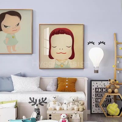 奈良美智装饰画现代日式梦游娃娃卧室墙画房间挂画儿童日系壁画