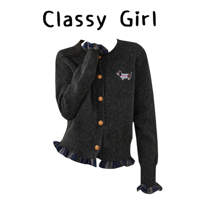 秋冬设计感氛围感拼接针织衫上衣