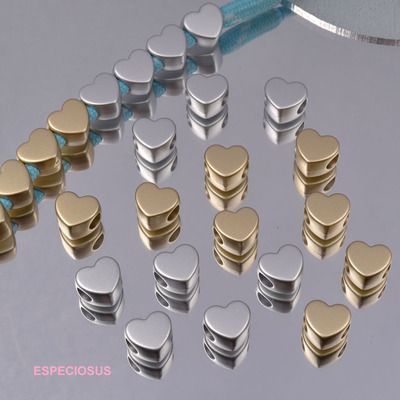 电镀雾金色ABS大孔心形磨砂珠子