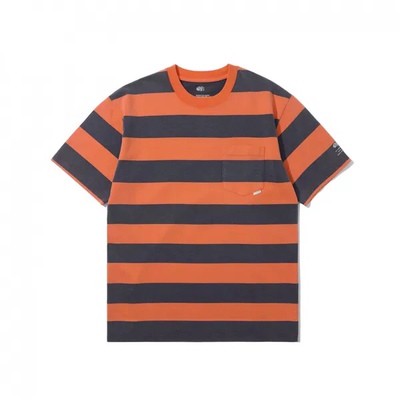 现货 MADNESS STRIPED PRINT TEE 拼色条纹口袋短袖T恤 21SS