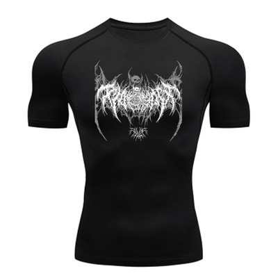 Y2k Compression Shirt Black Fitness T-shirt Men's Muscle Qui