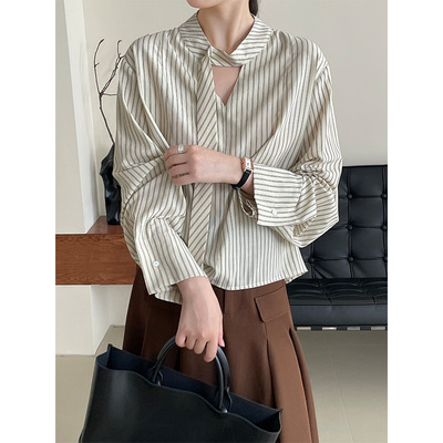 Taochuan Korean Style High-end Fluttering Striped llar For W
