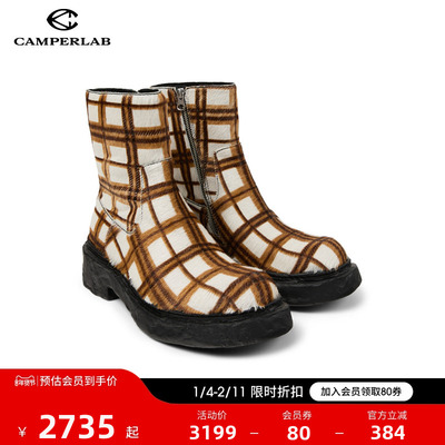 CAMPERLAB看步男女靴Vamonos新款潮流时装靴撞色格纹切尔西靴