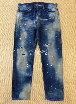 藤原浩sequel fragment联名破坏做旧牛仔裤 denim pant星空牛仔裤