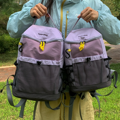 户外ins新款高颜值清新网抽绳背包情侣轻便旅行登山大容量双肩包