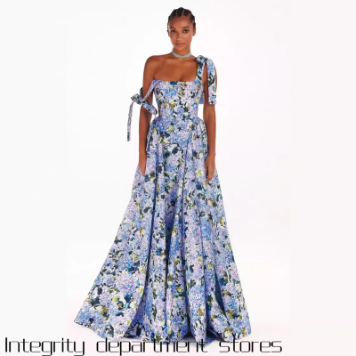 FloralPrintedBeltedRuffledPlac