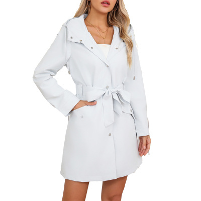 Women's hooded waterproof jacket连帽防泼水外套薄款宽松风衣女