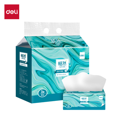 得力桔然3层120抽纸6包绿码