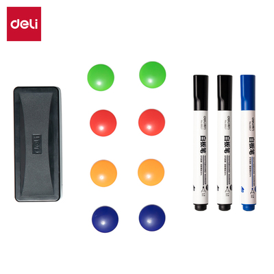 得力33313白板笔擦磁钉8支