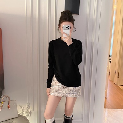 RUBBIT宠粉回馈 简约不简单温暖你我 磨毛新疆长绒棉打底宽领T恤