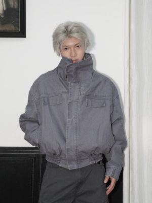 复古立领水洗立体裁剪工装夹克男