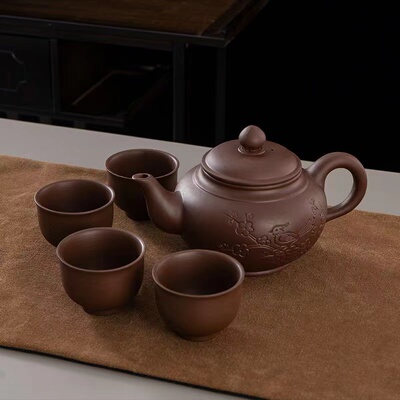 紫砂壶朱泥大容量茶壶 中式过滤泡茶壶 大号家用单壶功夫茶具套装