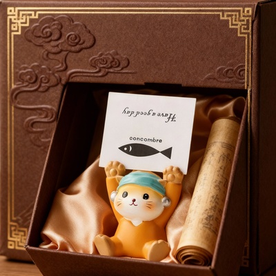 国潮树脂猫咪桌面摆件乔迁礼盒