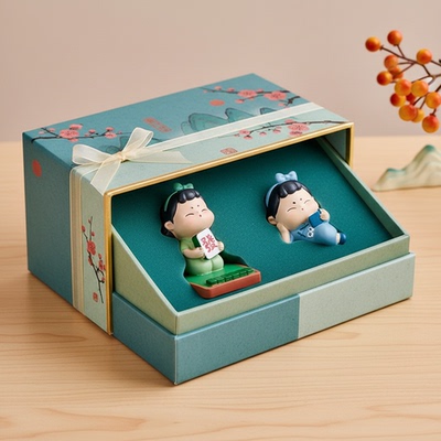 国潮人物树脂桌面摆件礼盒生日款