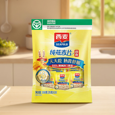【品牌自营】西麦纯燕麦片350g独立装高蛋白质0添加蔗糖懒人代餐k