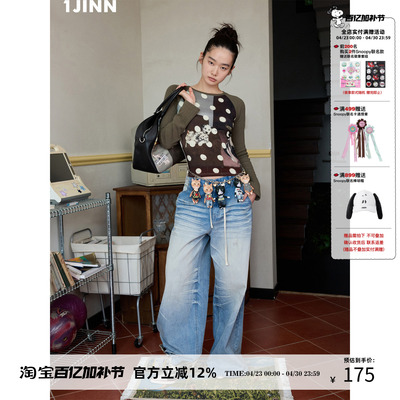 1JINNSTUDIO猫狗波点印花T恤