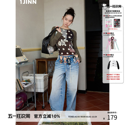 1JINNSTUDIO猫狗波点印花T恤