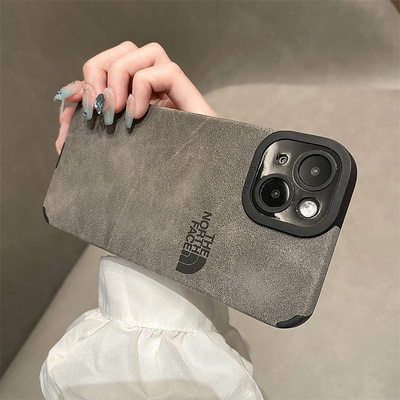 布绒复古北面ins适用苹果13ProMax手机壳iPhone14潮牌11男女12软壳xs全包xr秋冬防滑15保护套8plus情侣16欧美